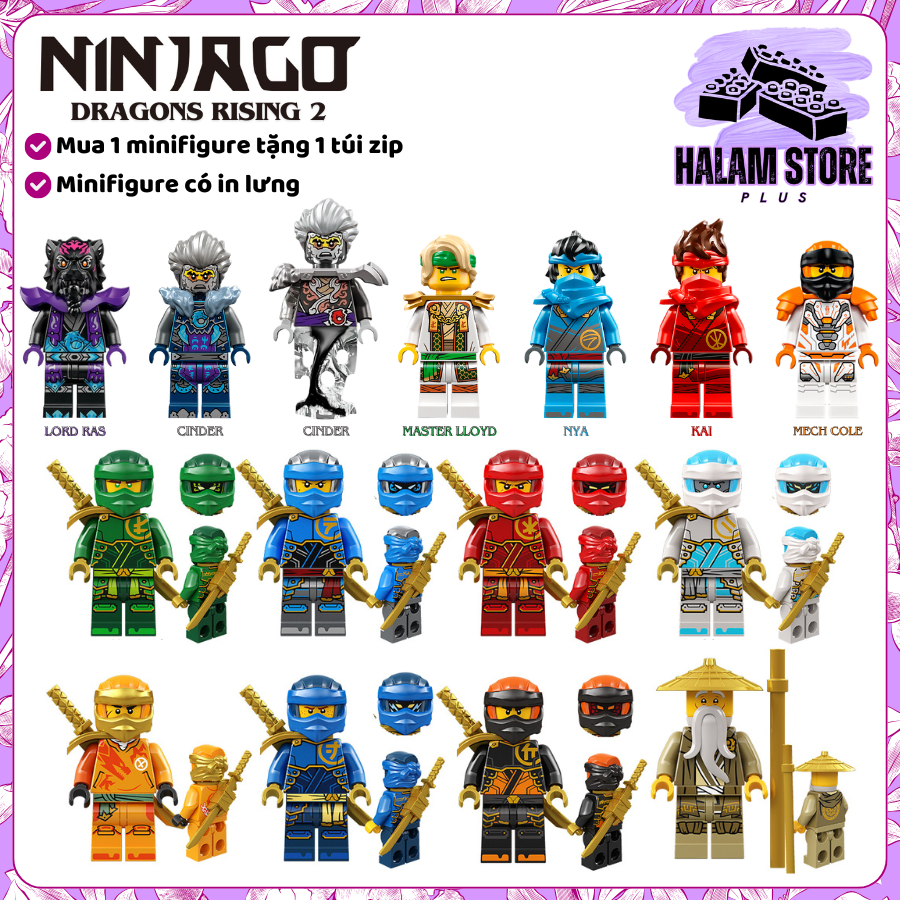 Ninjago Dragons Rising 2 minifigures assembly toy - Rox Kai Nya Cinder ...