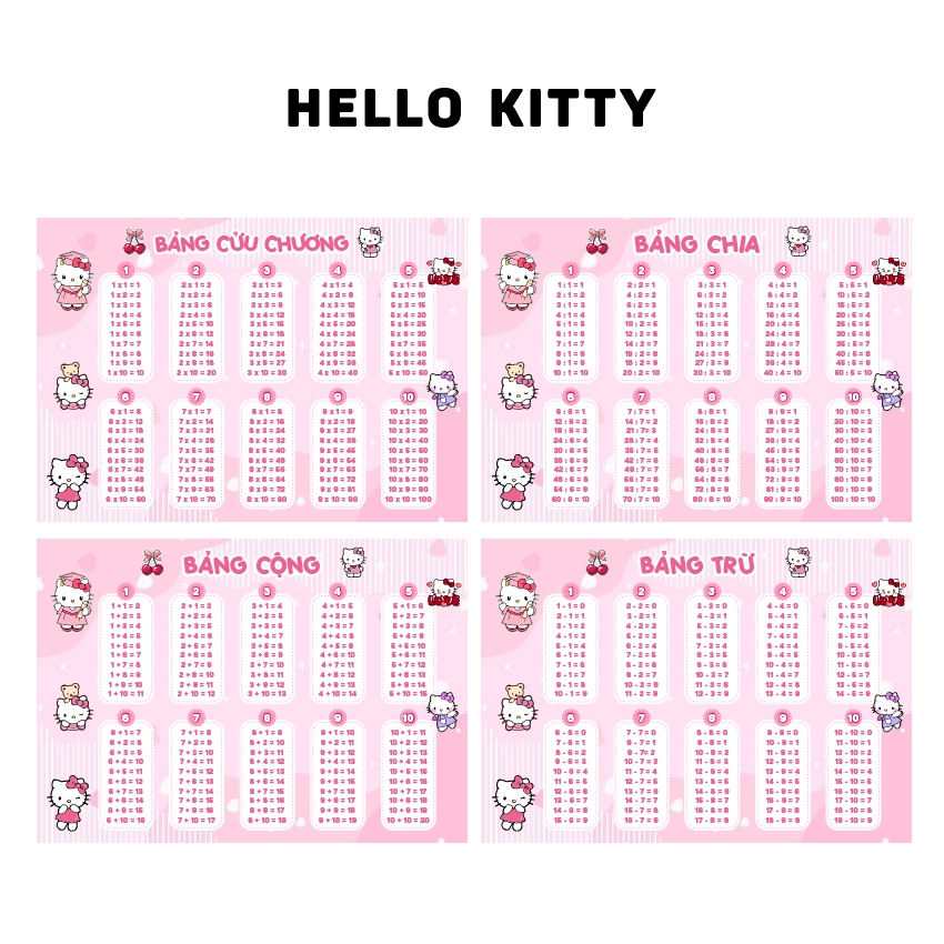 [A4 PLASTIC] Multiplication table with many cute themes for children ...