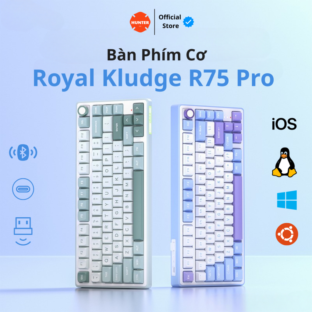 Royal Kludge RK R75 Pro Mechanical Keyboard | Bluetooth/2.4G/USB | RGB ...
