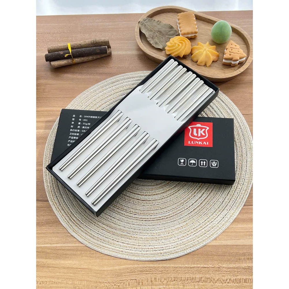 Box of 10 Lunkai L597 316L Stainless Steel Chopsticks | Shopee Malaysia