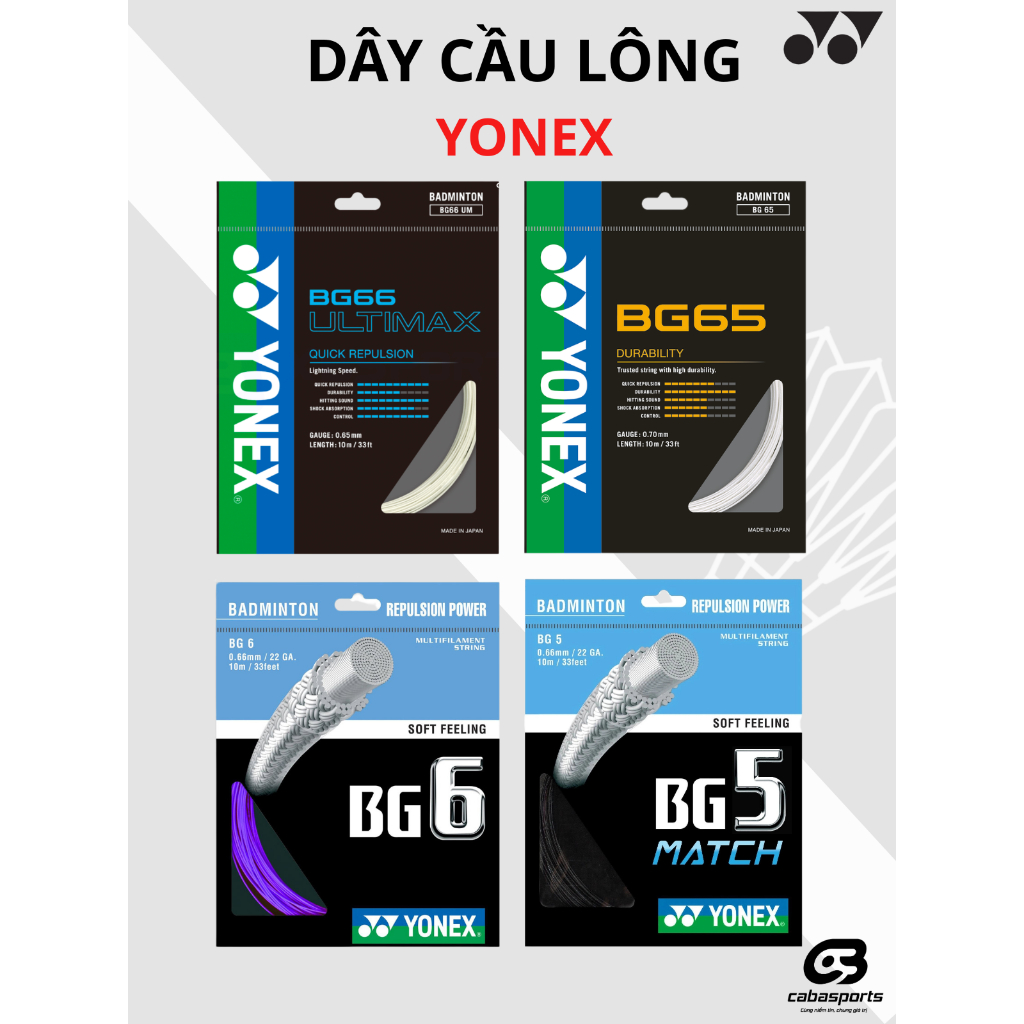 Genuine Yonex BG5, BG6, BG65, BG66 Ultimax badminton strings | Shopee ...