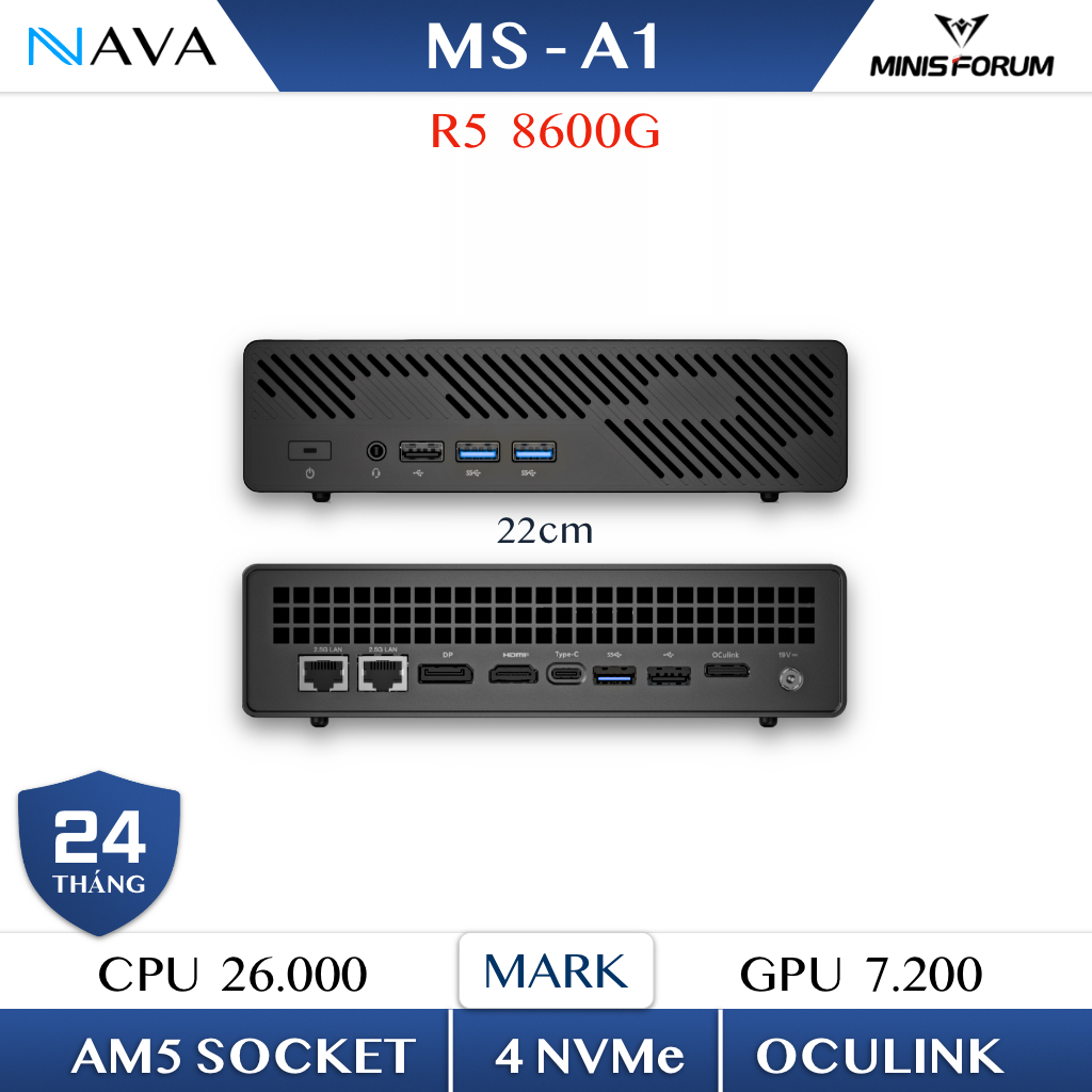 Minisforum MS-A1 AMD Ryzen 7000 to 9000 series Desktop socket AM5 Mini ...
