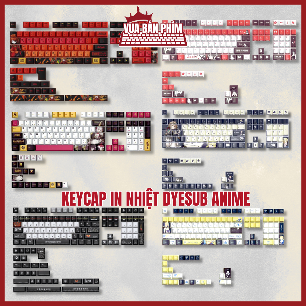 Compilation of anime keycaps with thermal printing dyesub wukong ...