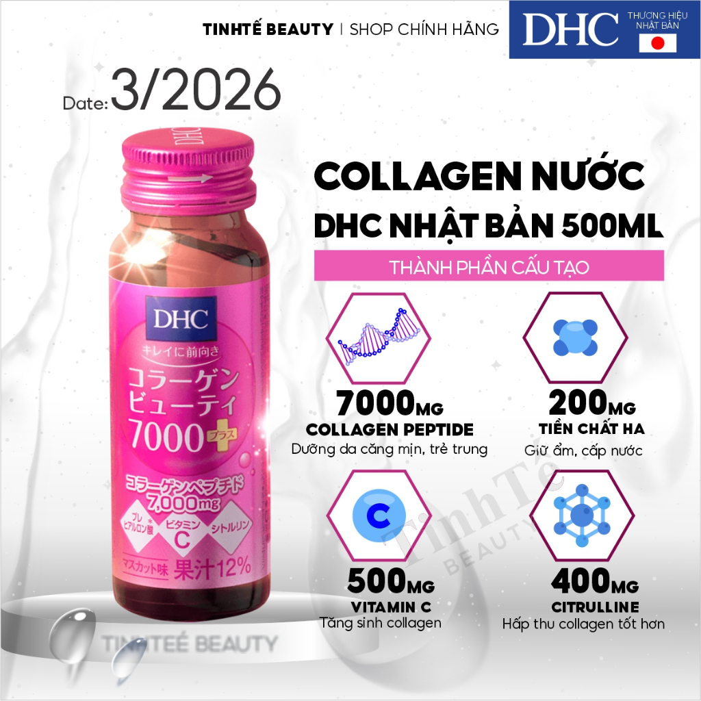 Collagen DHC 7000 Plus Japan Collagen Beauty 500ml (50ml x10 bottles ...