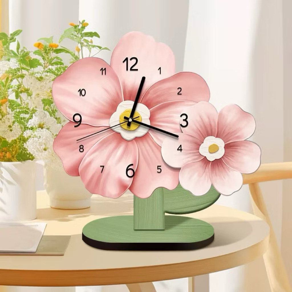 Flower-shaped desk clock, moving analog clock does not make sound ...