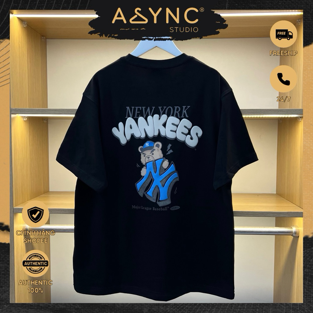 (Auth) New Era x MLB NY New York Yankees Mega Bear Black Puffy Print T ...