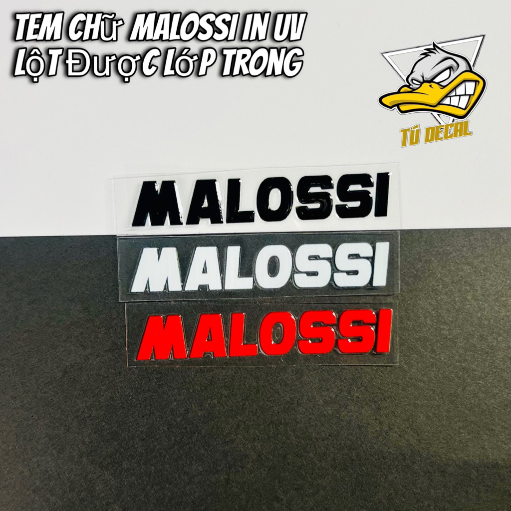 Malossi Logo Sticker with 3 Color Combinations Red, Black and White, Uv ...