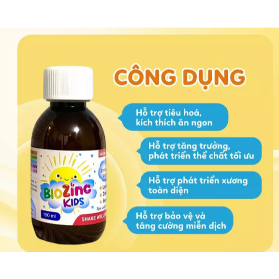 Biozinc Kids 150ml bottle - Orange-flavored organic zinc, supports ...