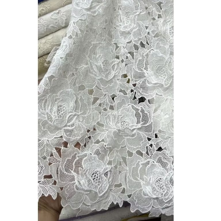 White and red 3D rose lace fabric, 130cm wide | Shopee Malaysia