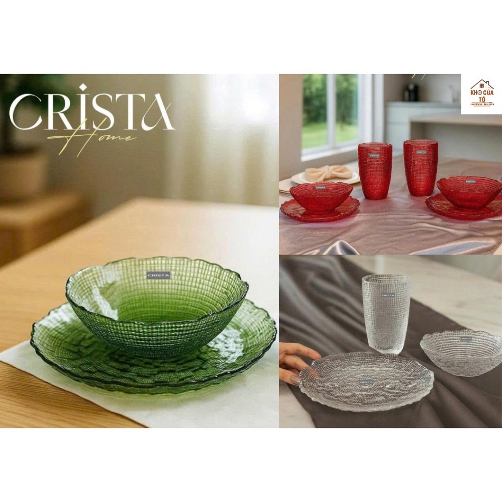 Set of 6 glassPieces: high-quality CRISTA mesh bowls, plates, cups - 3 ...