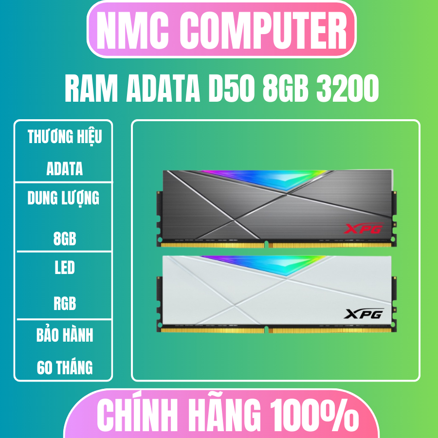 Ram Adata Spectrix D50 RGB 8GB -16GB DDR4 3200Mhz (AX4U32008G16A-ST50 ...