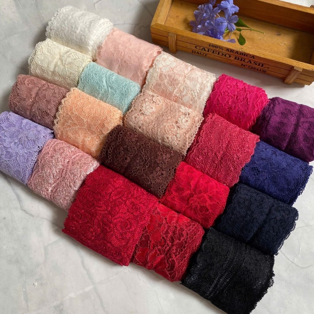 Decorative elastic lace, many patterns, size 5cm to 8.5 cm (3 meter ...