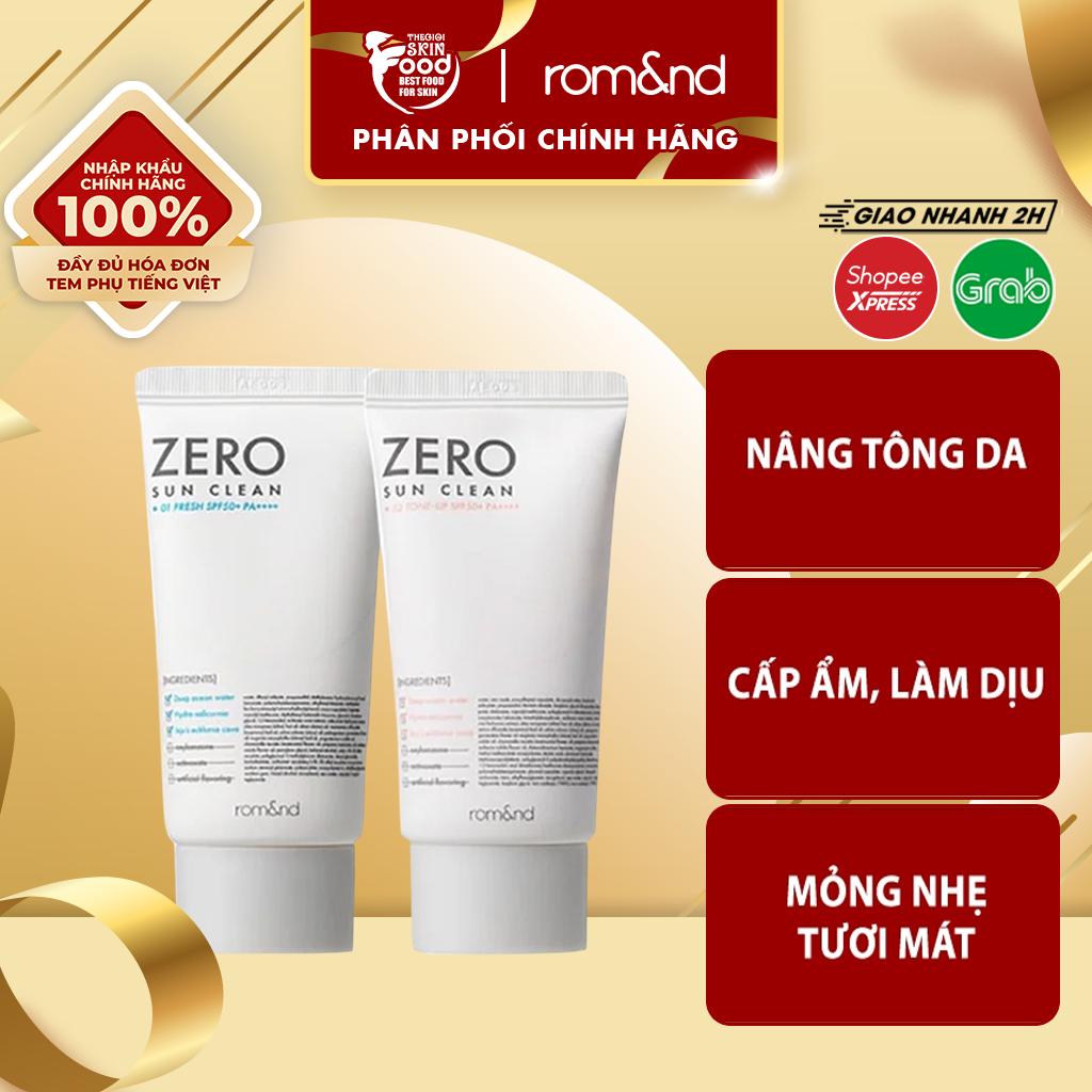 Romand Zero Sun Clean Effective Sunscreen and Skin Protection SPF50+/PA ...