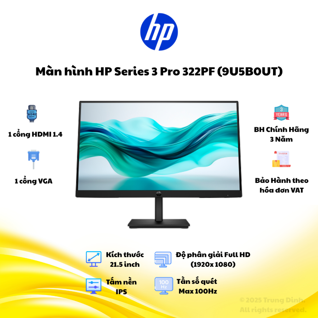 HP Series 3 Pro 322PF Monitor 21.5 inch FHD IPS 100Hz, Sharp Image ...