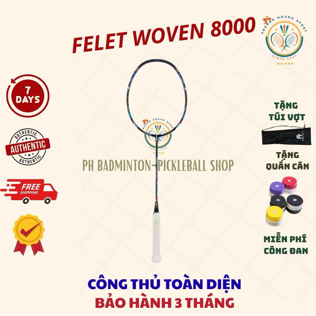 [Worn string - Free bag + Wrap] Genuine Felet Woven 8000 Badminton ...