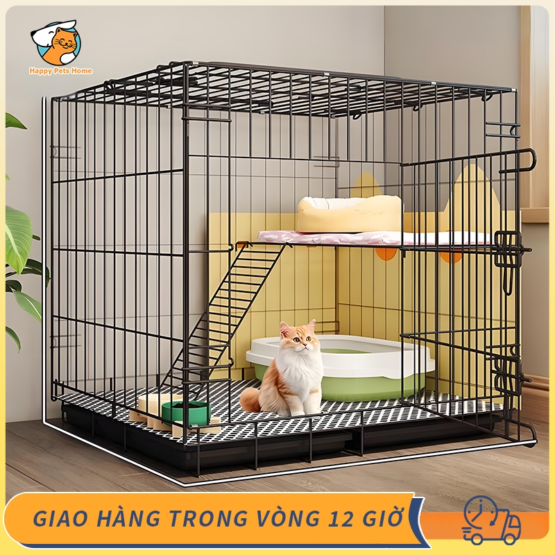 Happy Pets Home 2-Tier Cat Cage Powder Coated Dog and Cat Cage with ...