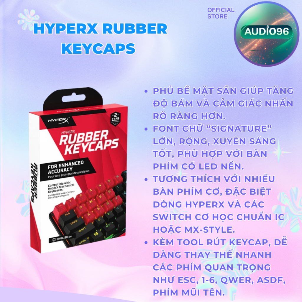 HyperX Rubber Keycaps - Gaming Accessory Kit - Blue (US Layout ...