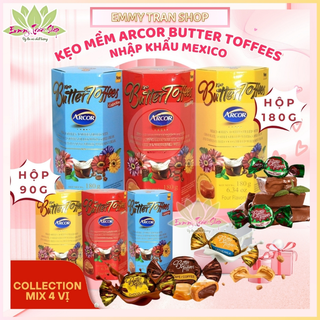 Arcor Butter Toffees Collection Mix 4 Flavors, Paper Boxes 90g and 180g ...