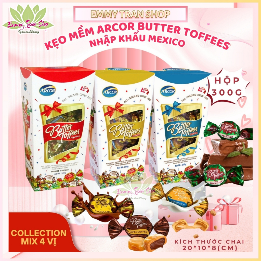 Arcor Butter Toffees Collection Mix 4 Flavors Soft Candy, Window Paper ...