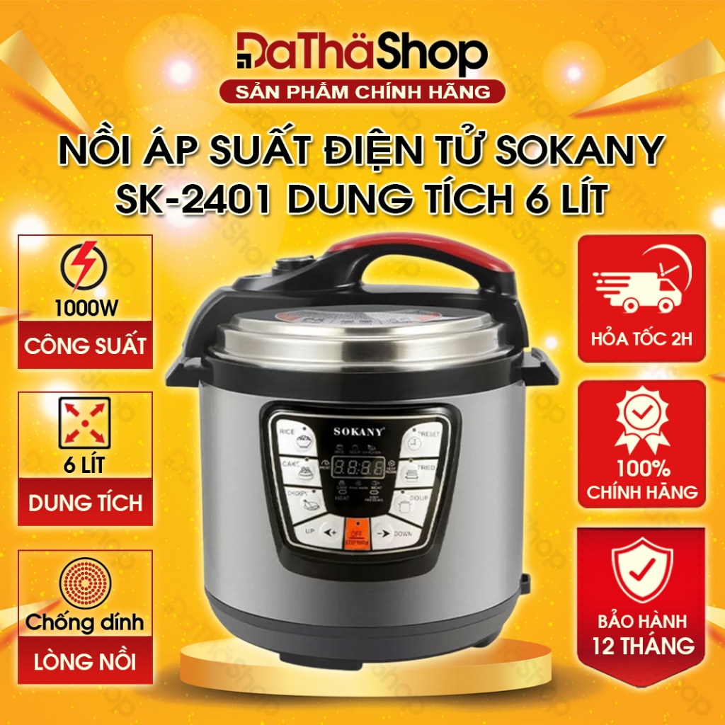 SOKANY SK-2401 Electronic Pressure Cooker 1000W Capacity, 6L Capacity ...