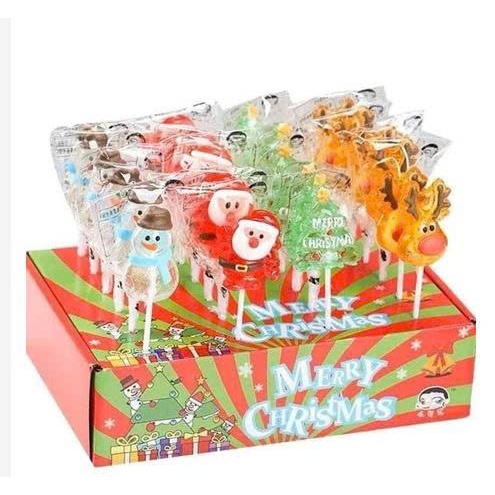Box of 48 pine tree crystal lollipops, Santa Claus lollipops, Christmas ...