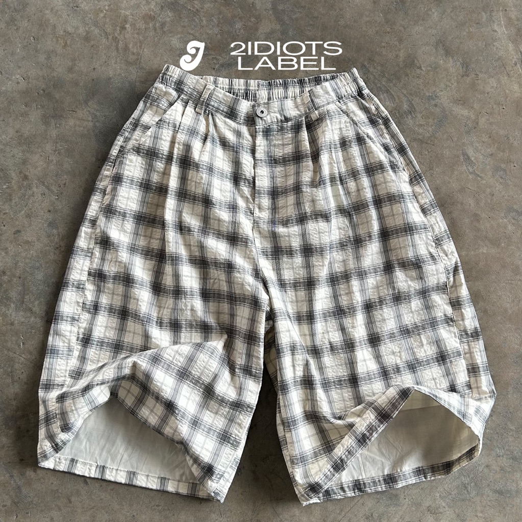 BLACK STRIPED PLAID JORTS 2IDIOTS.LABEL | Shopee Malaysia