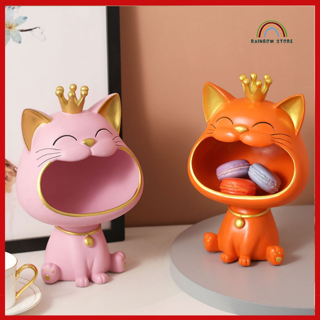 RB201.God of Wealth Cat Statue Opens Mouth Super Adorable Decor for ...