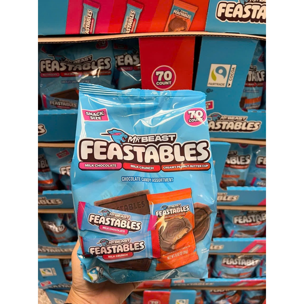 MR BEAST FEASTABLES CHOCOLATE MIX 3 TYPES BAG OF 70 BARS | Shopee Malaysia