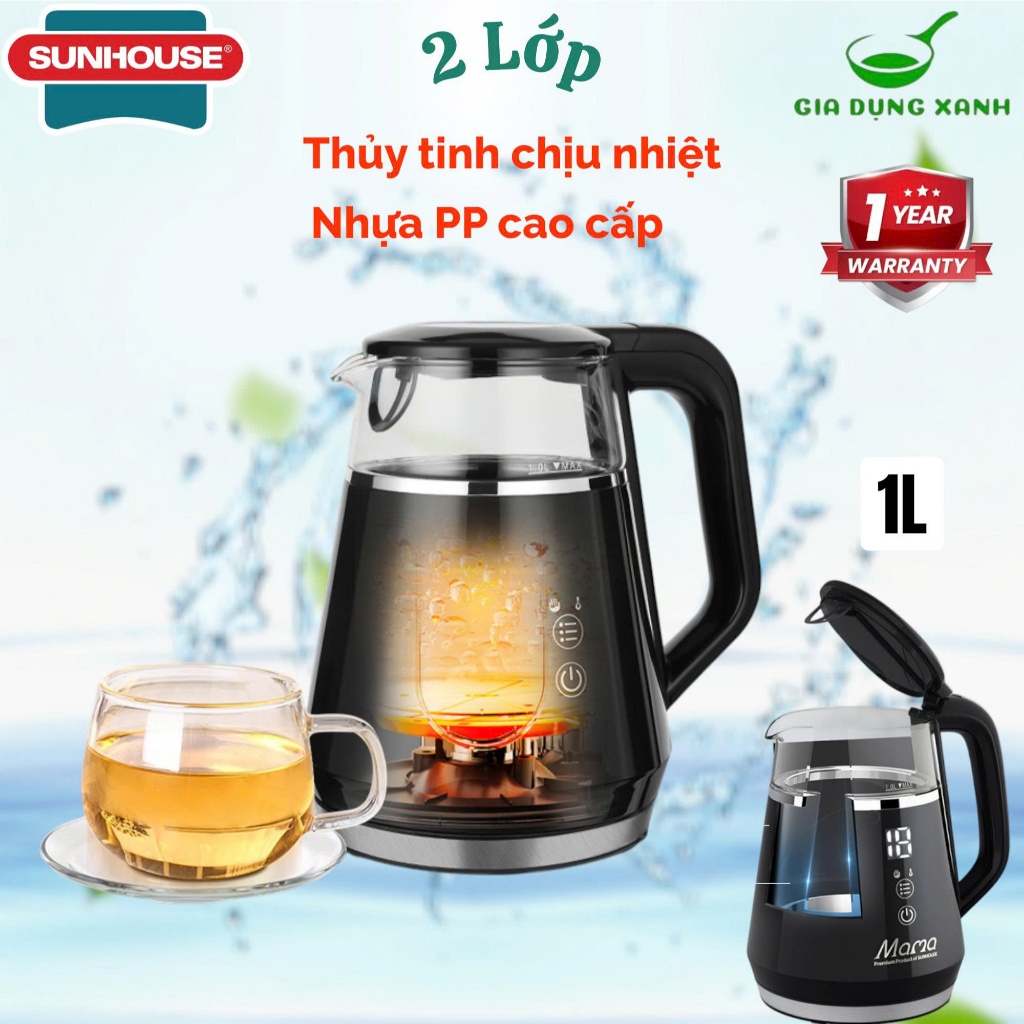 SUNHOUSE MAMA SHD1332 1L GLASS SUPER SPEED KETTLE | Shopee Malaysia