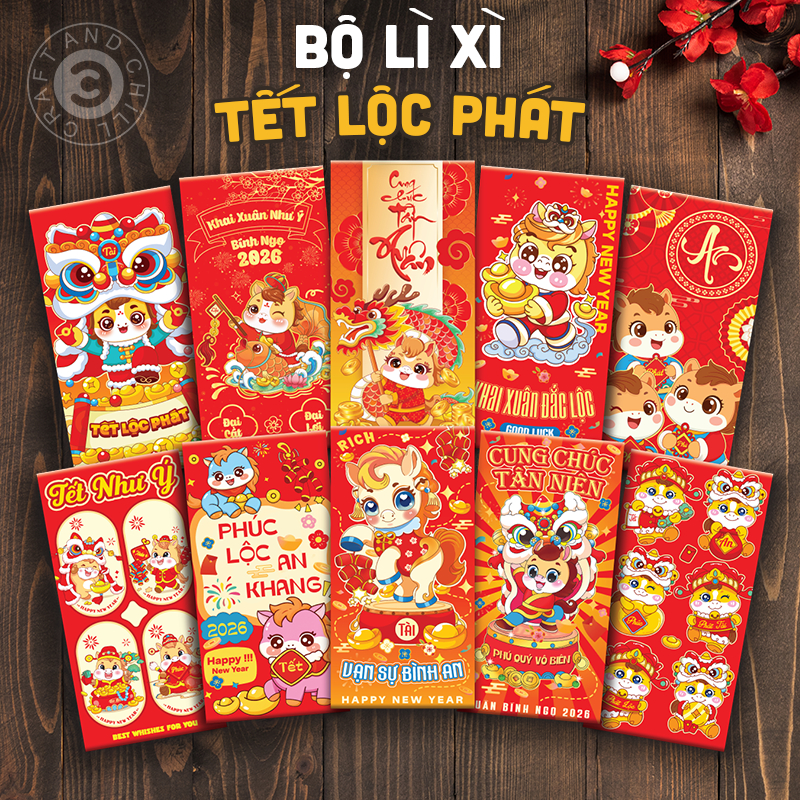 Set of 100 Traditional Red Envelopes Binh Ngo 2026 Set Selected Samples ...
