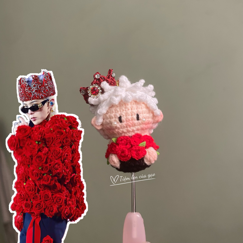 GD G-Dragon chibi flower hook made of handmade wool concert ubermensh ...