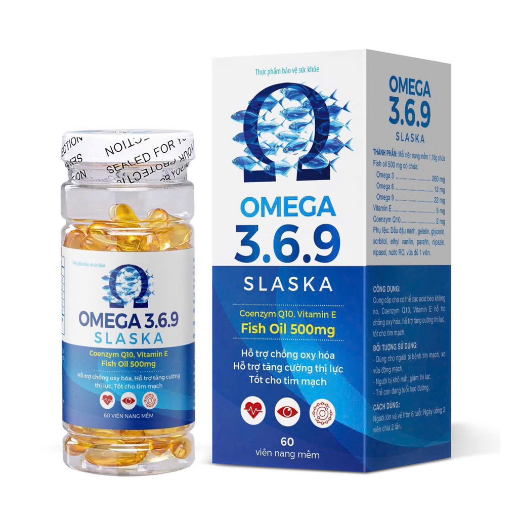 Omega 369 SLASKA (box of 60 tablets) supports vision and cardiovascular ...