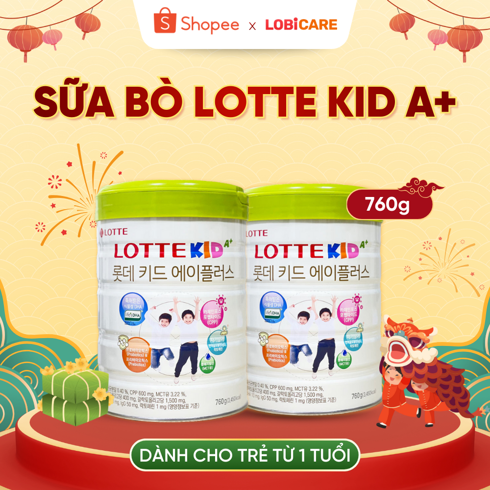 [COMBO] Genuine Lotte Kid A+ Cow's Milk Can 760G [DATE January 2028 ...