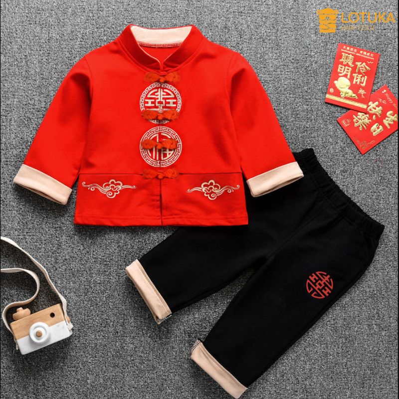 Suit CNY For Boys And Girls 2023 LOTUKA, Soft Cotton Red Shirt Size 4 ...