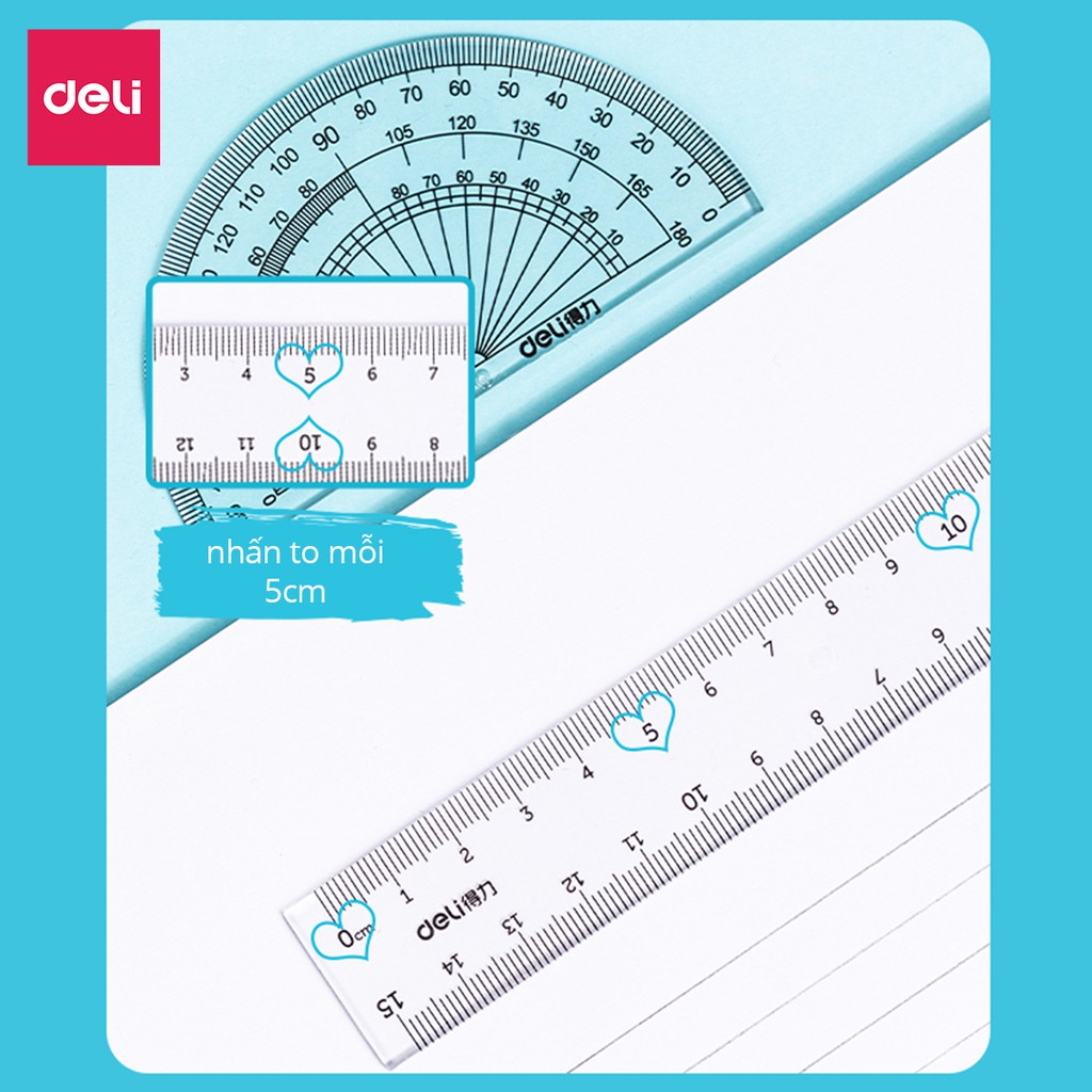 Ruler, protractor, eke Deli for students, 4-piece school tool set ...