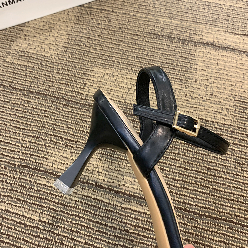 7p Pointed Heel Sandal With Cross Straps, basic High Heels Easy To ...