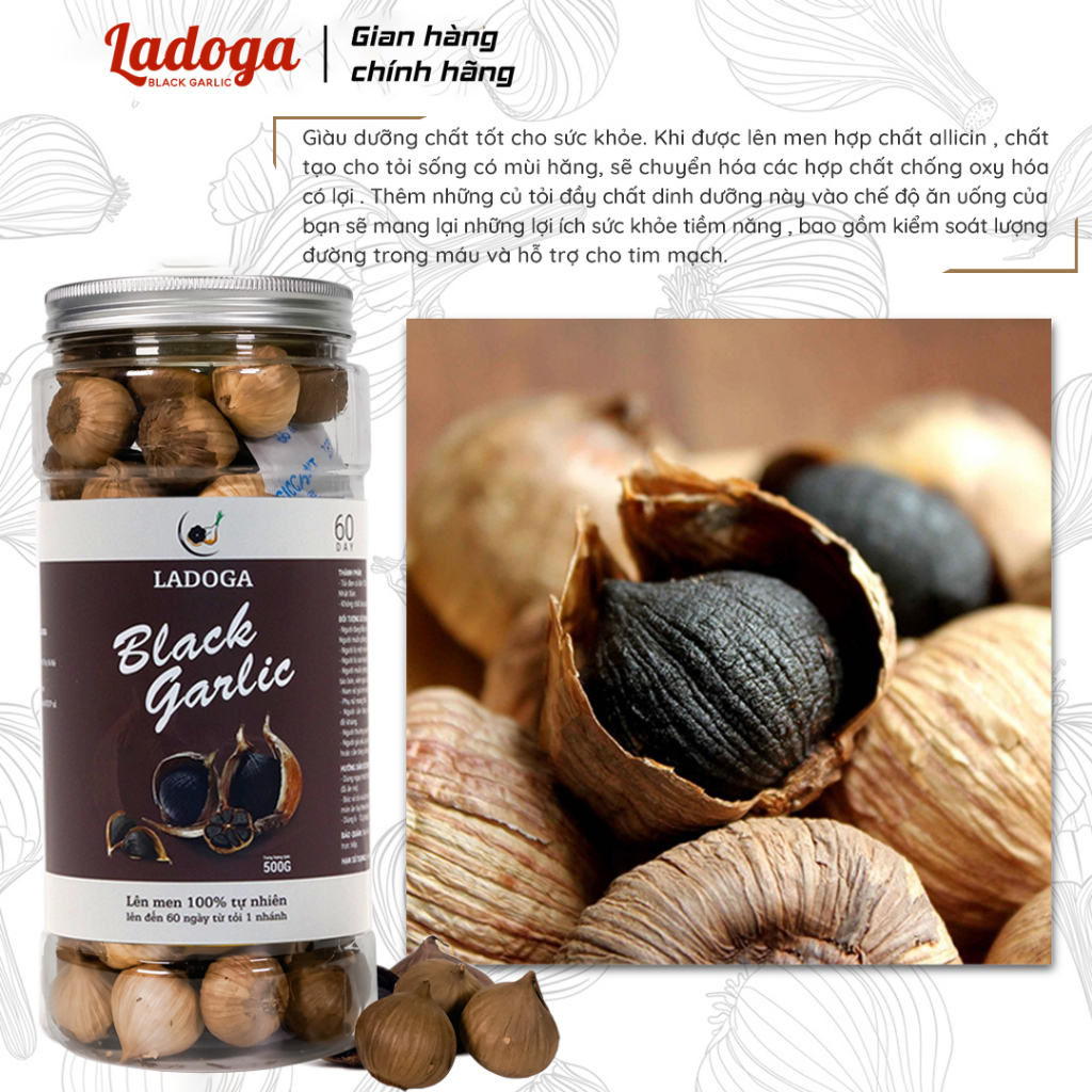 [New 500g bag] LADOGA black garlic type 1 in 500g bag, 100% naturally fermented from 1 clove ...