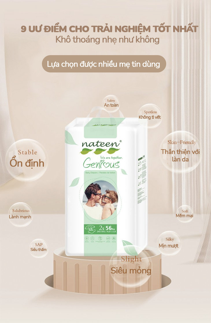 Set of 2 Super Absorbent NATEEN European Newborn Diapers and Pants of ...