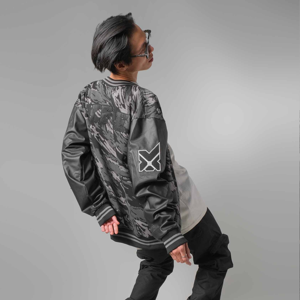Bomber Varsity BaseballJacket 2 layers dark gray camo Xfire Vietnam ...