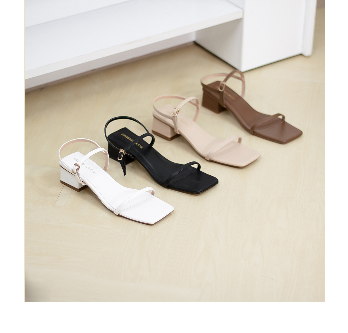 Erosska - Women's open-toe high heel sandals with brown square heel ...