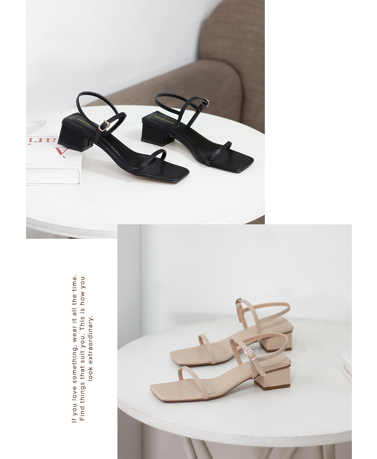 Erosska - Women's open-toe high heel sandals with brown square heel ...