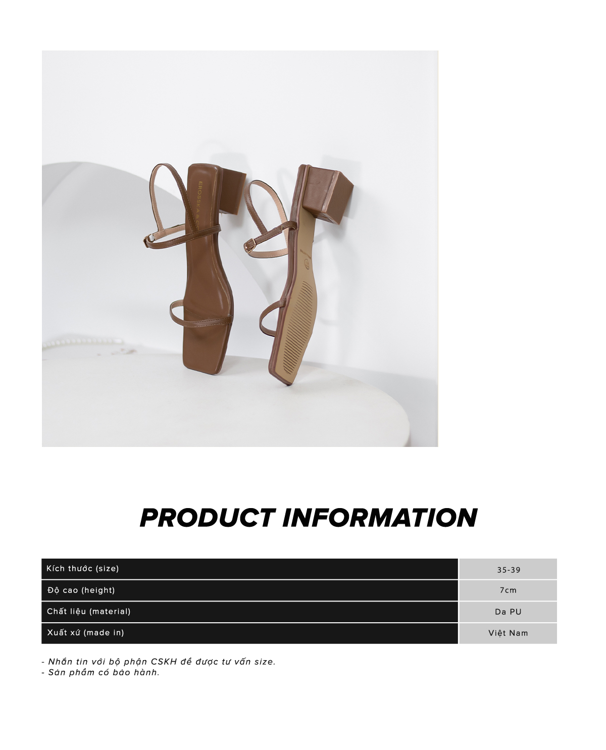 Erosska - Women's open-toe high heel sandals with brown square heel ...