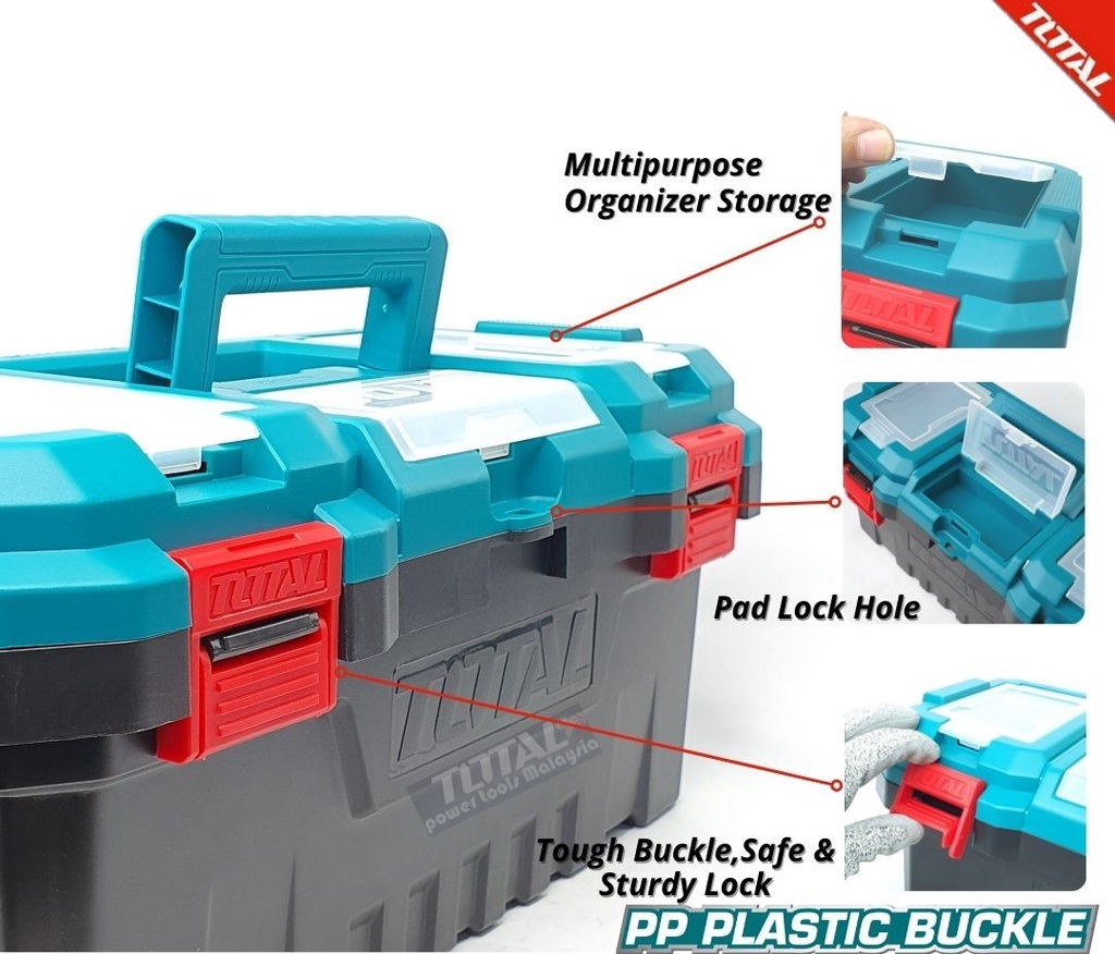 TOTAL TPBX0201 20inches plastic locking tool box - Many compartments ...