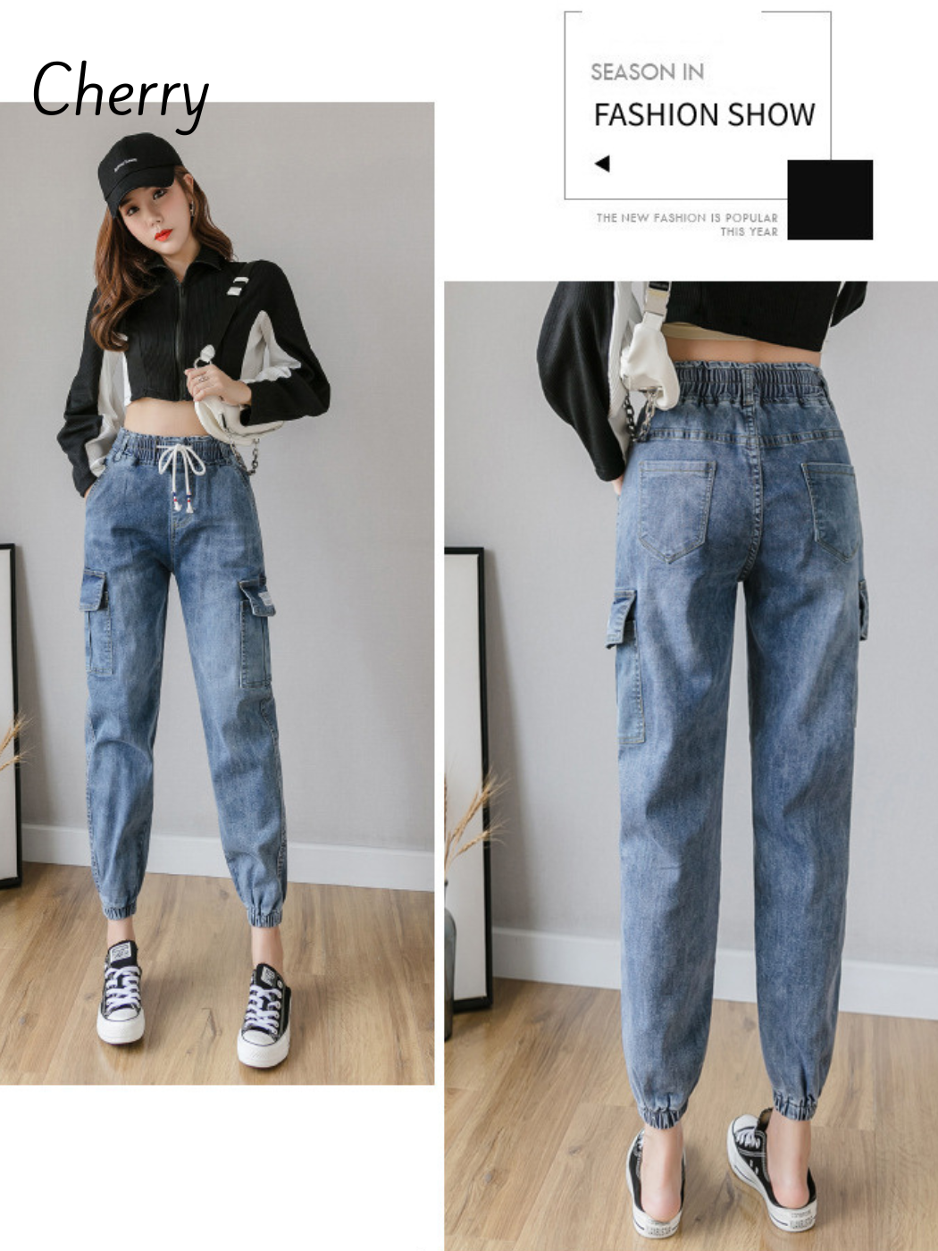 Cherry women's jogger jeans with baggy jeans and box pockets made of ...