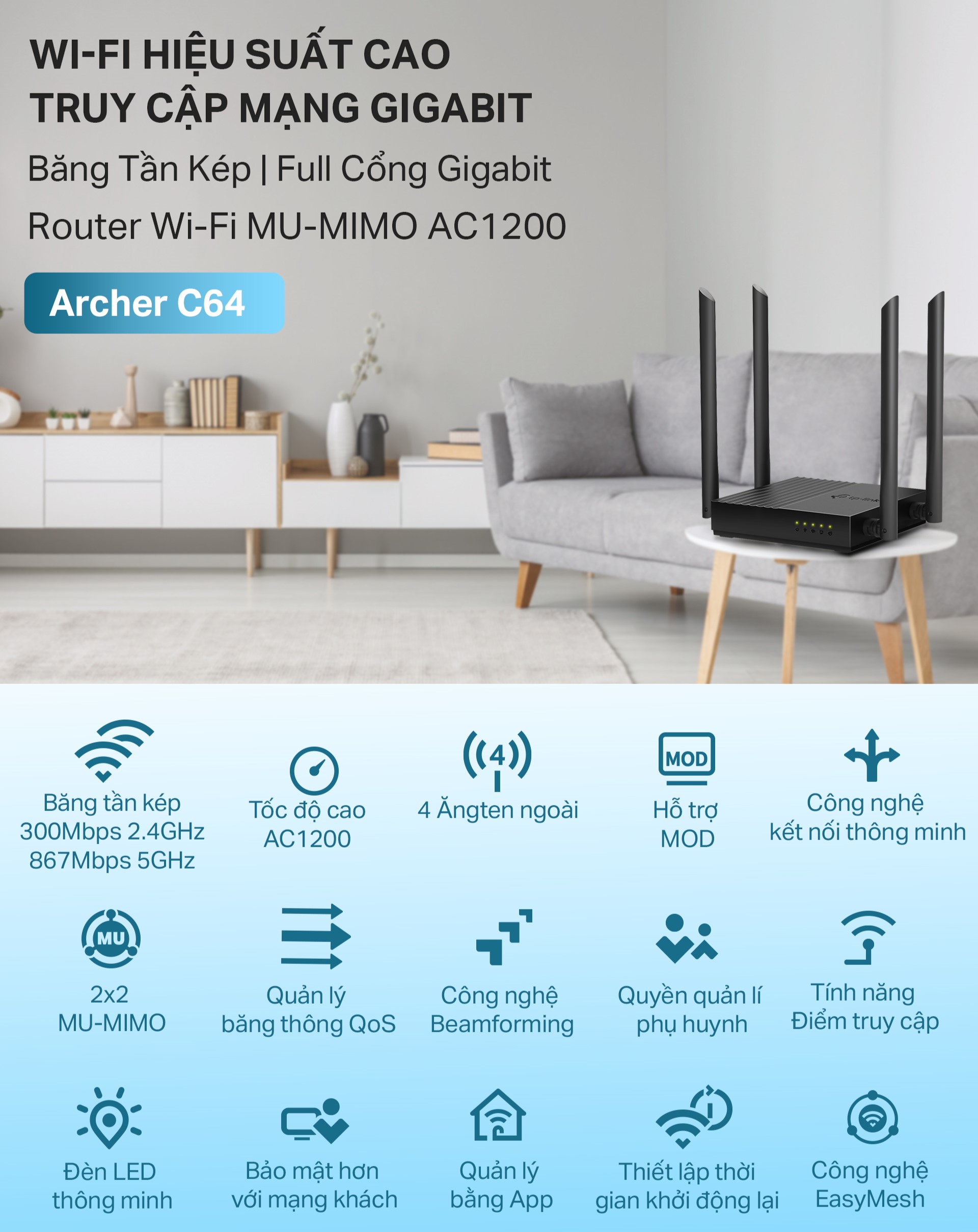 Tp-link Archer C64 / A64 Dual Band AC1200 Wifi Router | Shopee Malaysia