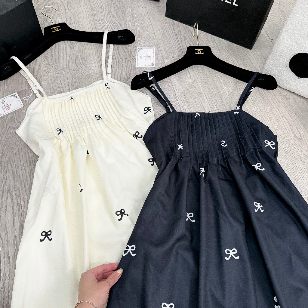 Beach maxi dress, 2-strap down dress with bow pattern, bust strap, long ...