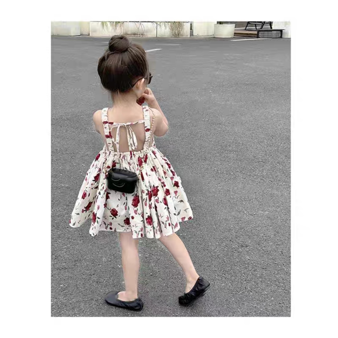 Girl's 2-strap backless dress with laces for children from 0-5 years ...