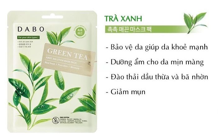 10 Dabo First Solution Mask Green Tea Moisturizing, whitening ...