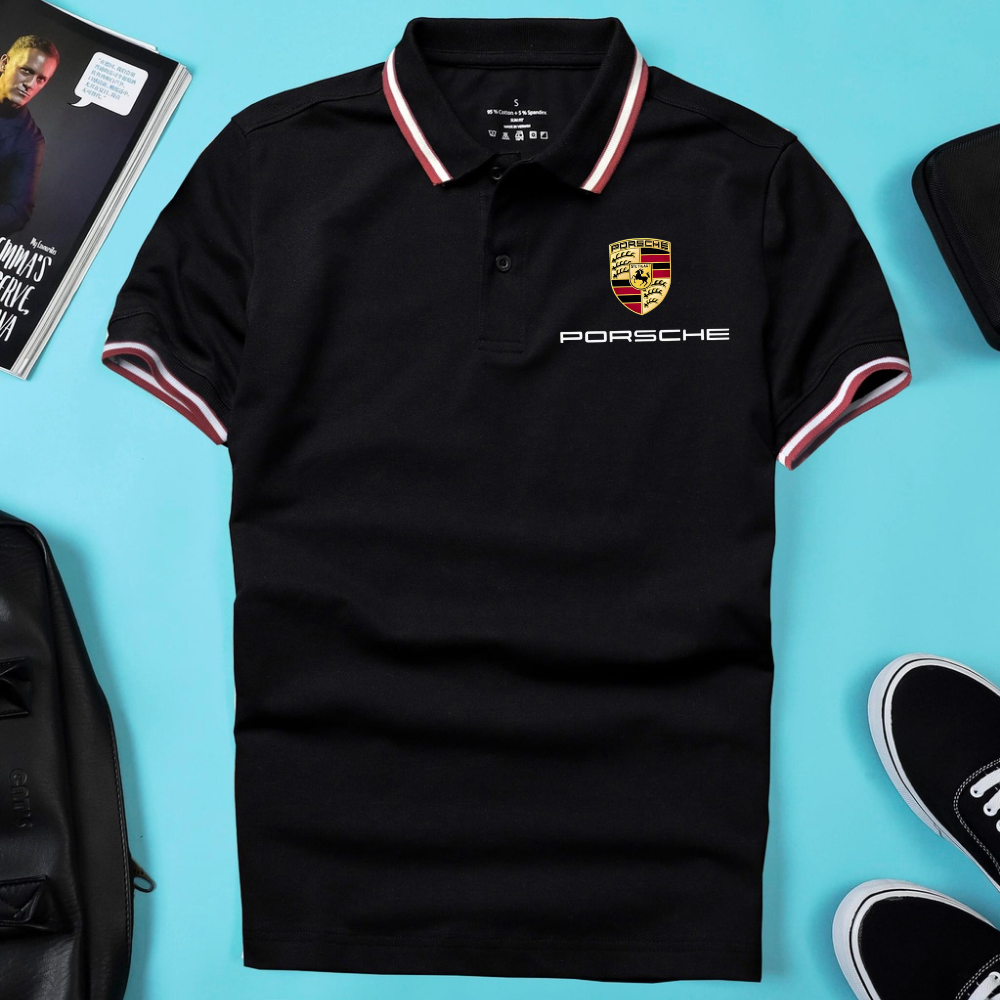 Porsche polo t-shirt, collared t-shirt for men and women, short-sleeved ...
