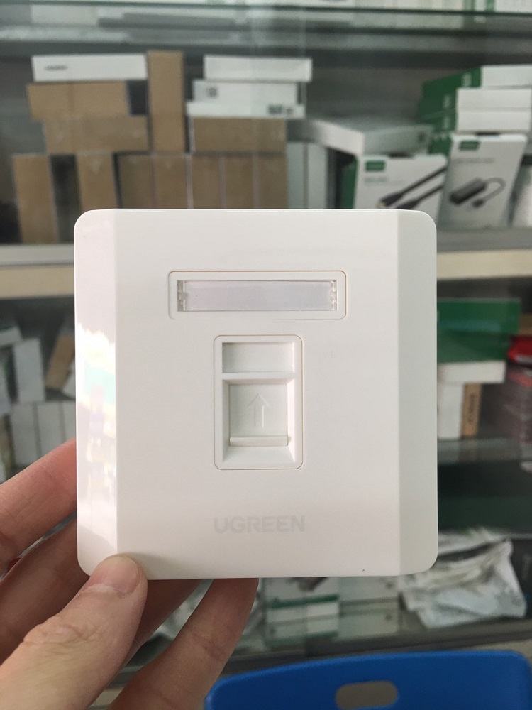 White LAN wall-mounted network mask 1, 2 RJ45 ports and 1 square port 86 mm x 86 mm NW144 ...